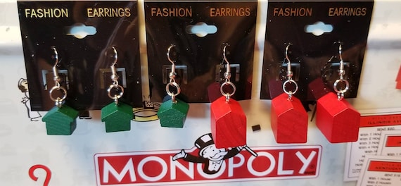 Monopoly Wooden Red Green Property Game Piece Upcycled - Etsy
