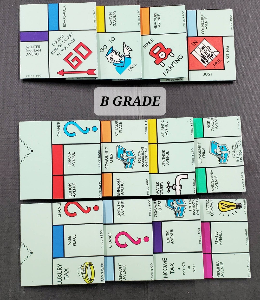 B-grade Monopoly Upcycled Gameboard Coasters Set of 12 - Etsy