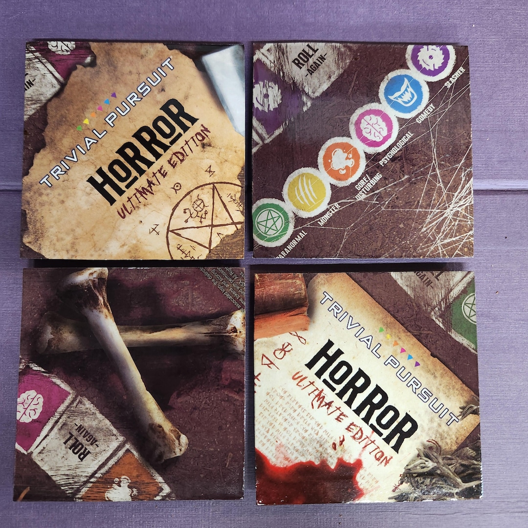 Trivial Pursuit Horror Edition Game B-grade Upcycled Gameboard Coasters ...