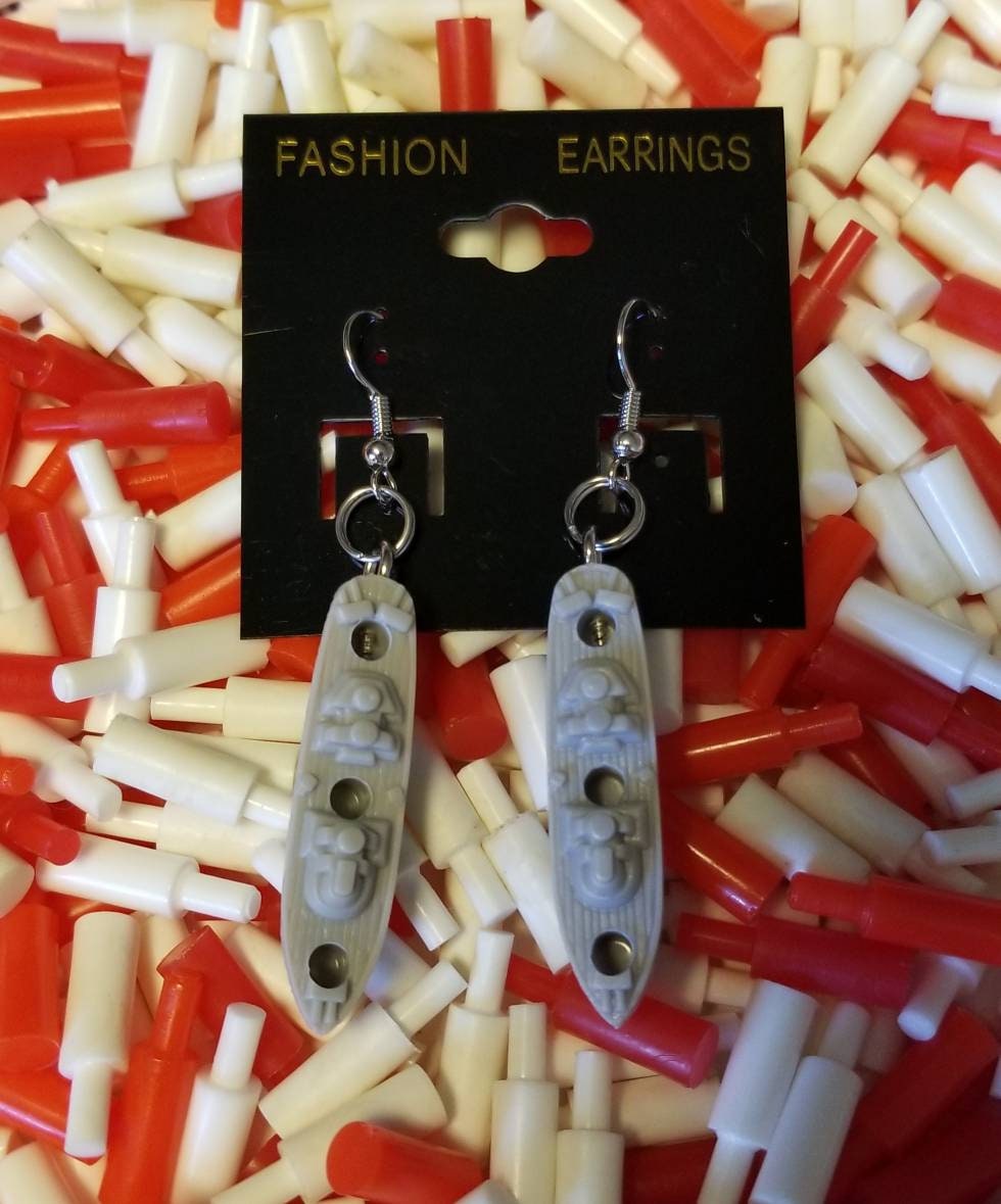 Battleship Upcycled Game Piece Earrings - Etsy