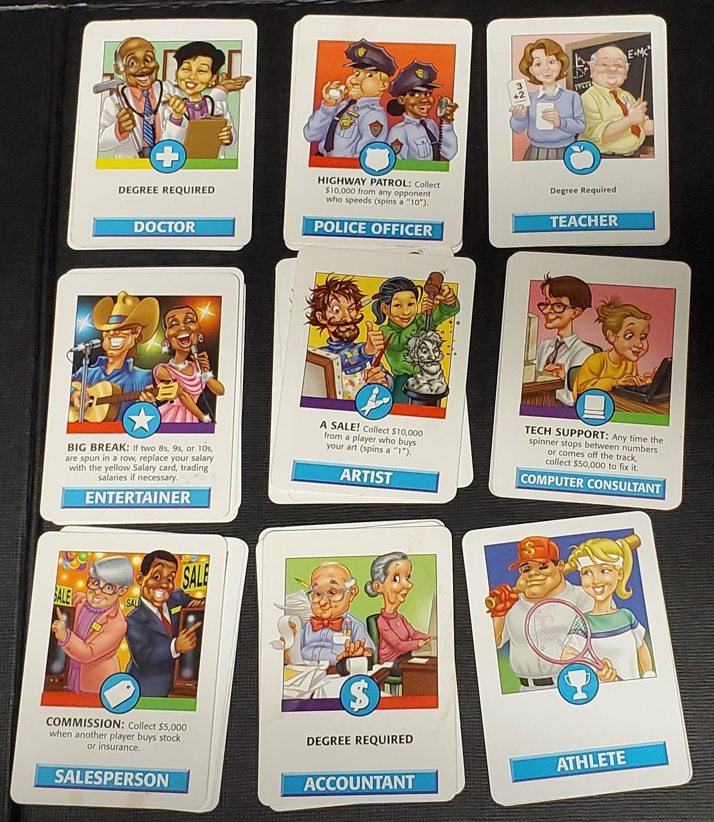 The Game Of Life Salary Cards