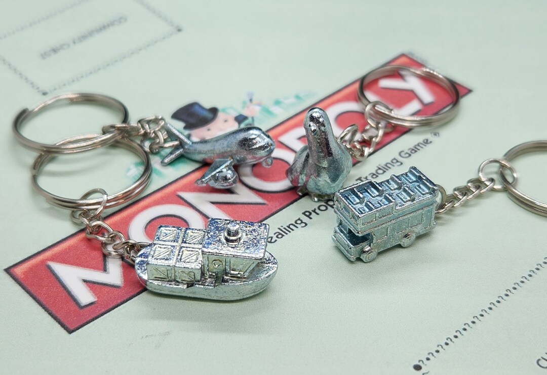 Upcycled Monopoly Cityville Edition Metal Token Keychains Pigeon Tour ...