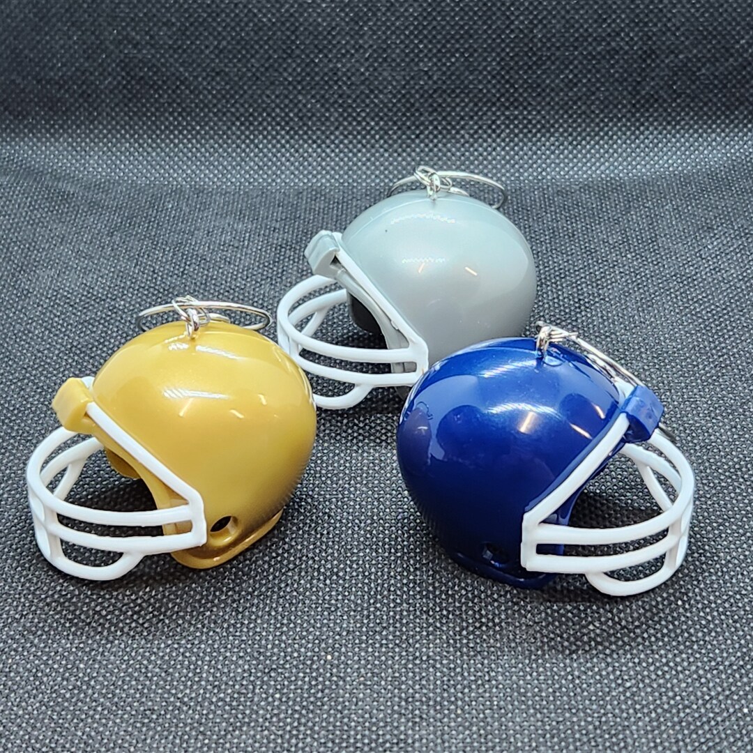 Upcycled Football Checkers Blue Silver Gold Helmet Ornament - Etsy