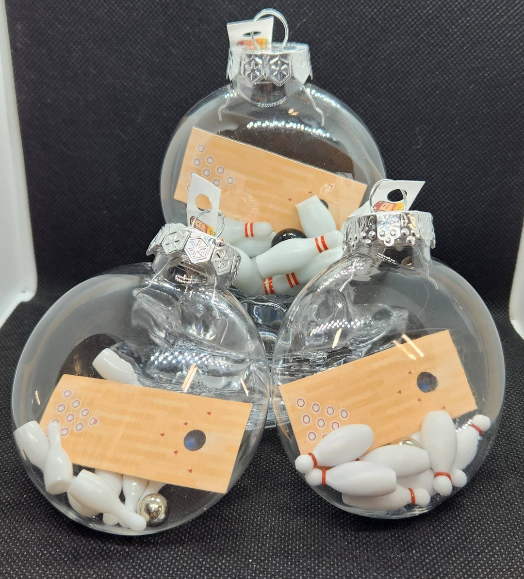 Upcycled Miniature Bowling Set 80mm Shatterproof Disc Ornament 3 Styles ...