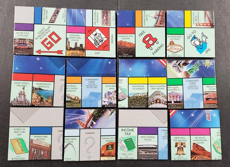 B-grade Monopoly Here & Now Edition Upcycled Gameboard Coasters Set of ...