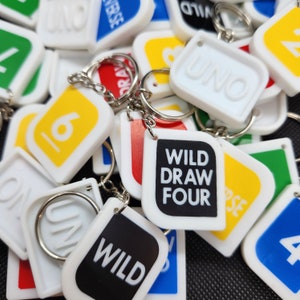 Upcycled UNO Plastic Tile Keychain - Etsy