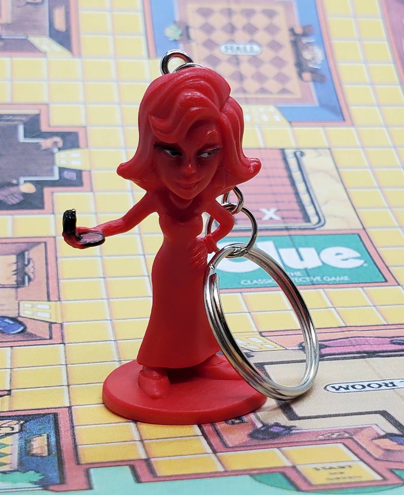 Upcycled Clue Jr Large Character Keychain Scarlet Mustard | Etsy
