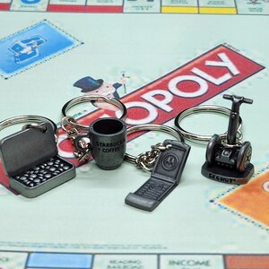 Upcycled Monopoly Here and Now Edition Metal Token Keychains Flat ...