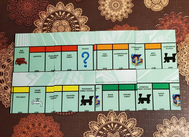 Upcycled Monopoly Mega Edition British Properties Coaster Set of 20 ...
