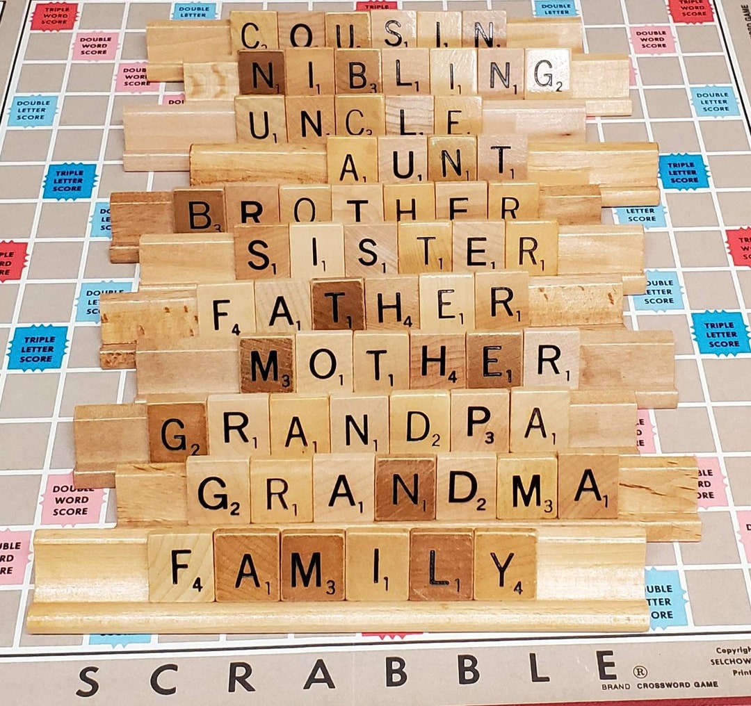 Upcycled Vintage FAMILY Scrabble Tile Rack Word Display Piece Family ...