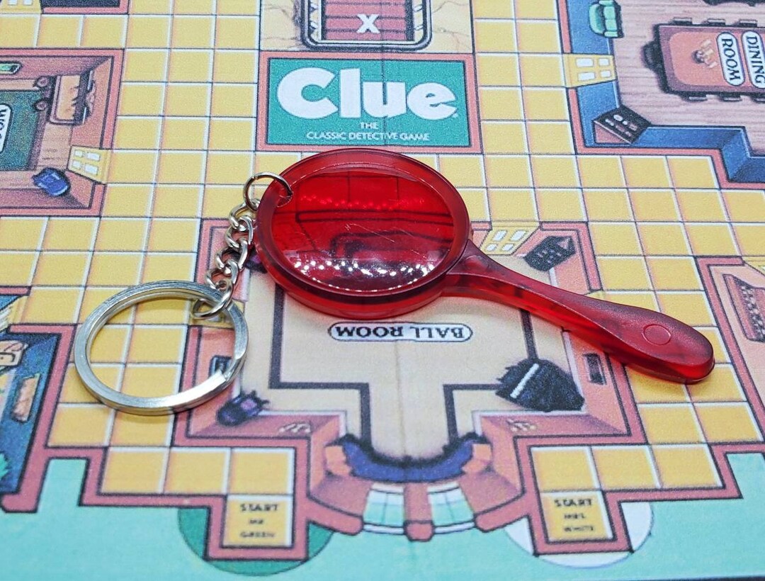 Clue Game Upcycled Red Reader Magnifying Glass Keychain - Etsy