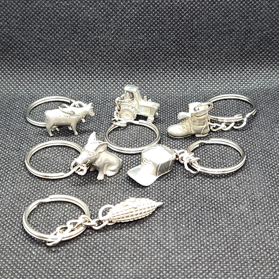 Farm-opoly Upcycled Metal Game Token Keychains Cow Tractor Corn Pig - Etsy