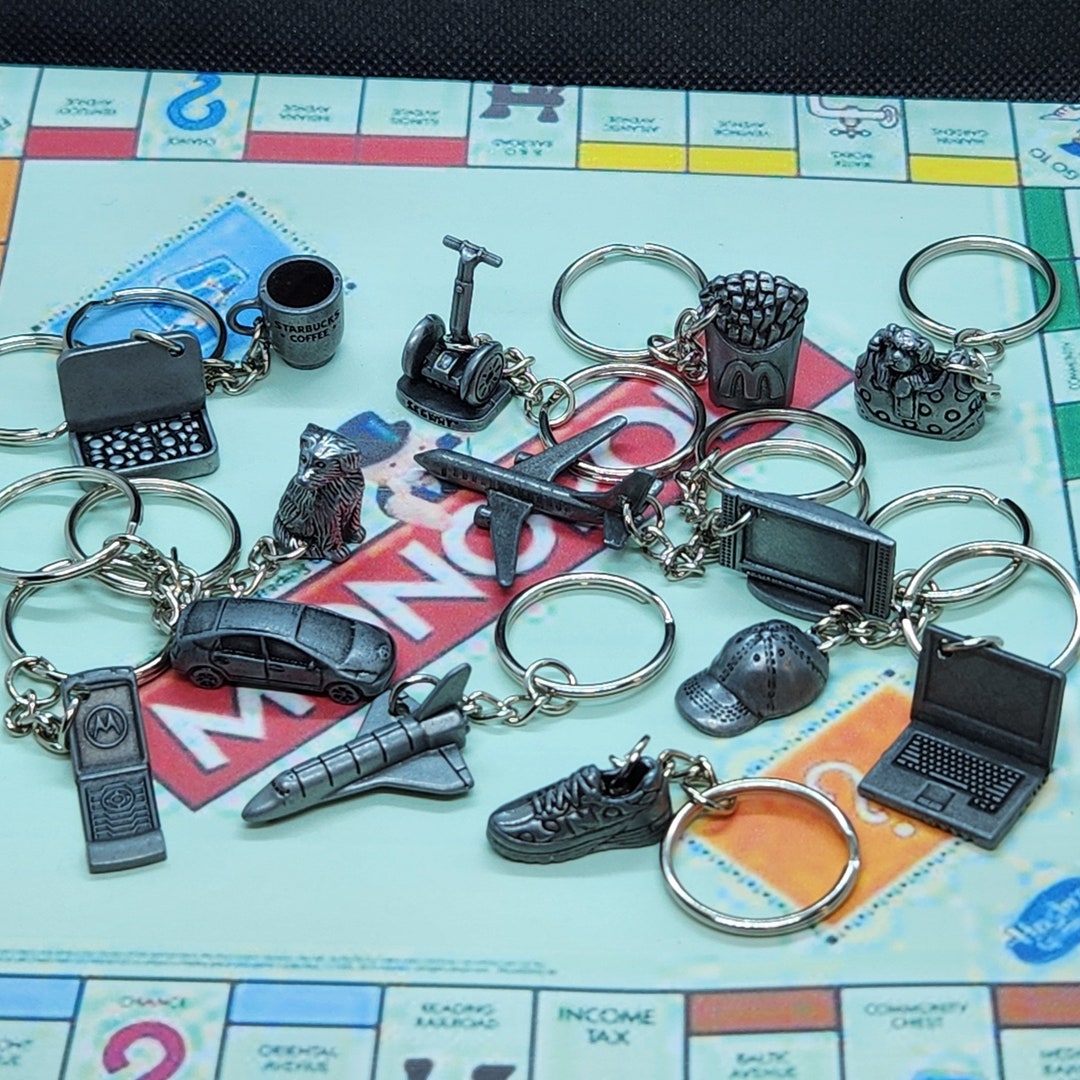 Upcycled Monopoly Here and Now Edition Metal Token Keychains Flat ...