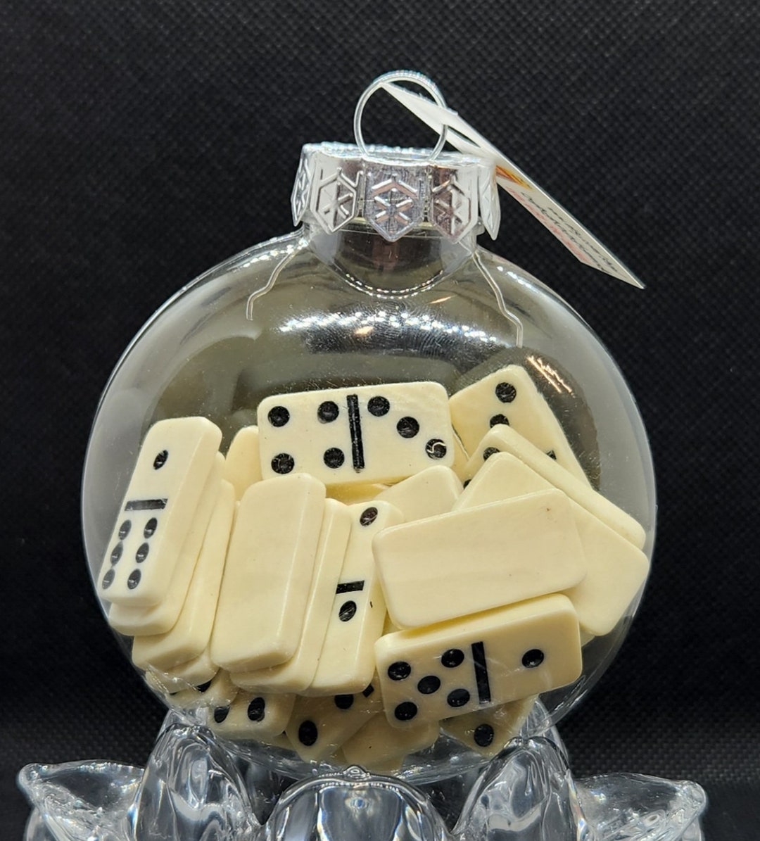 Travel Size Domino Set Upcycled 80mm Shatterproof Disc Ornament (hook ...
