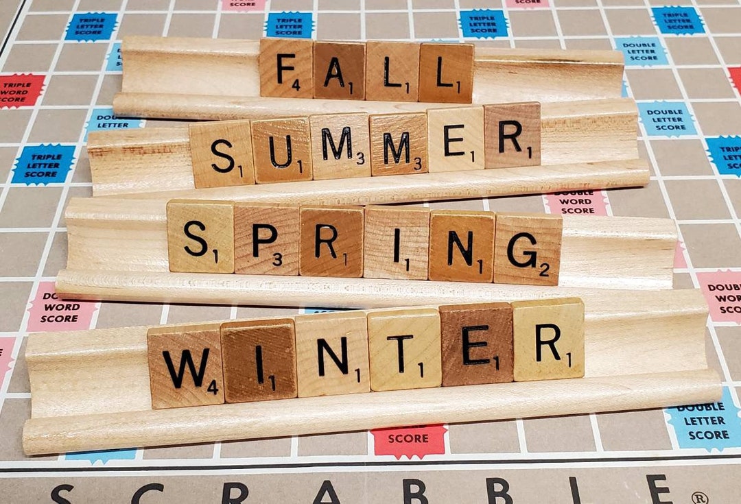 Upcycled Vintage Scrabble SEASONS Winter Spring Summer Fall Tile Rack ...