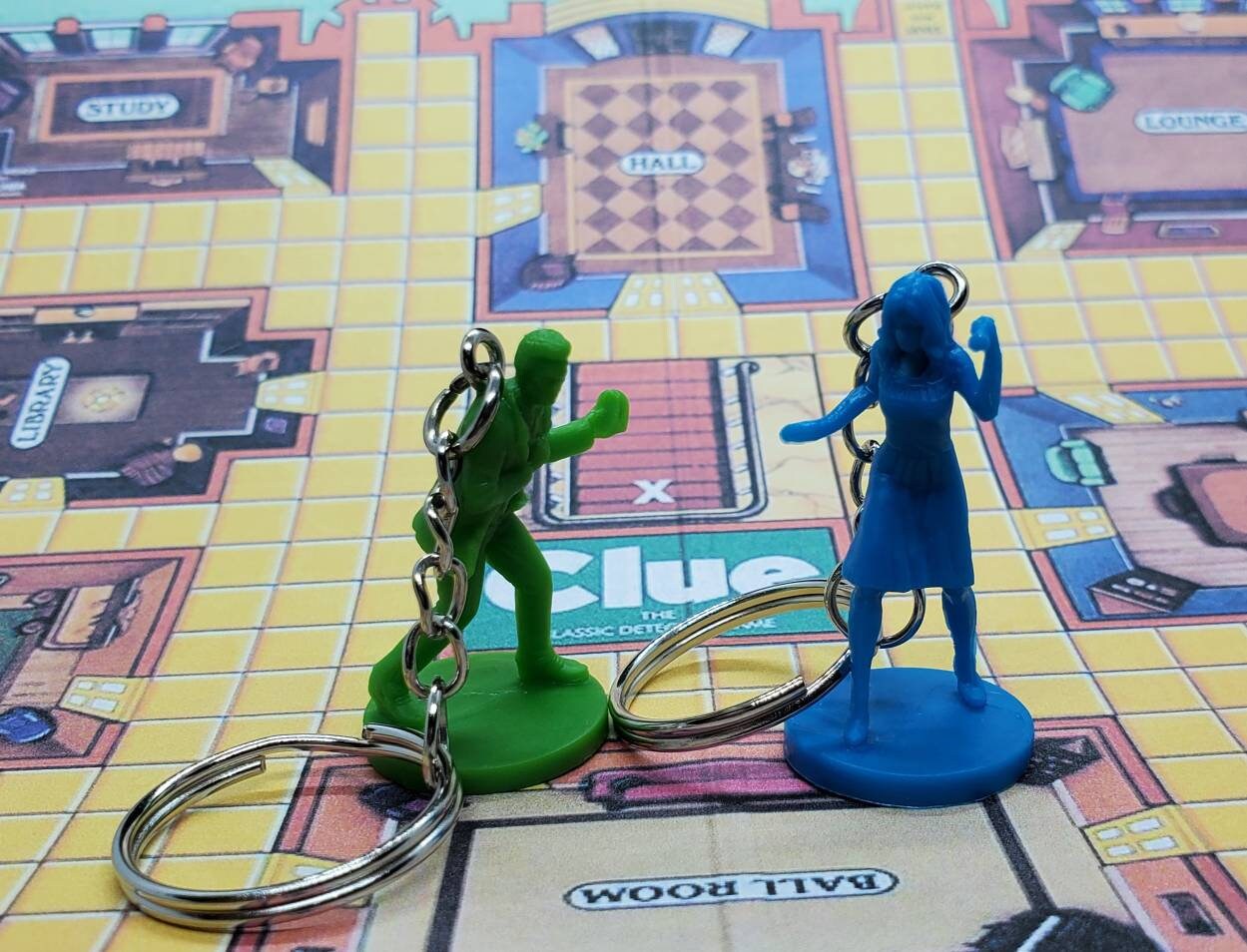 Upcycled Clue Character Keychain Scarlet Mustard Green Peacock - Etsy