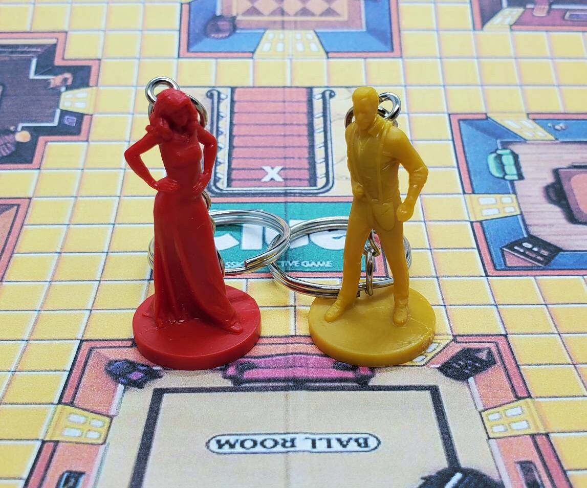 Upcycled Clue Character Keychain Scarlet Mustard Green Peacock - Etsy