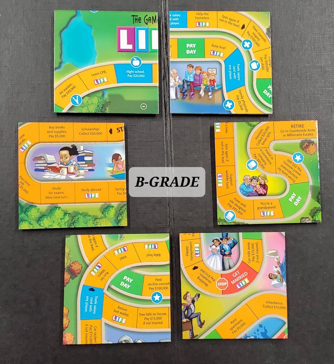 B-grade Modern Game of Life Upcycled Gameboard Coasters Set of 6 - Etsy