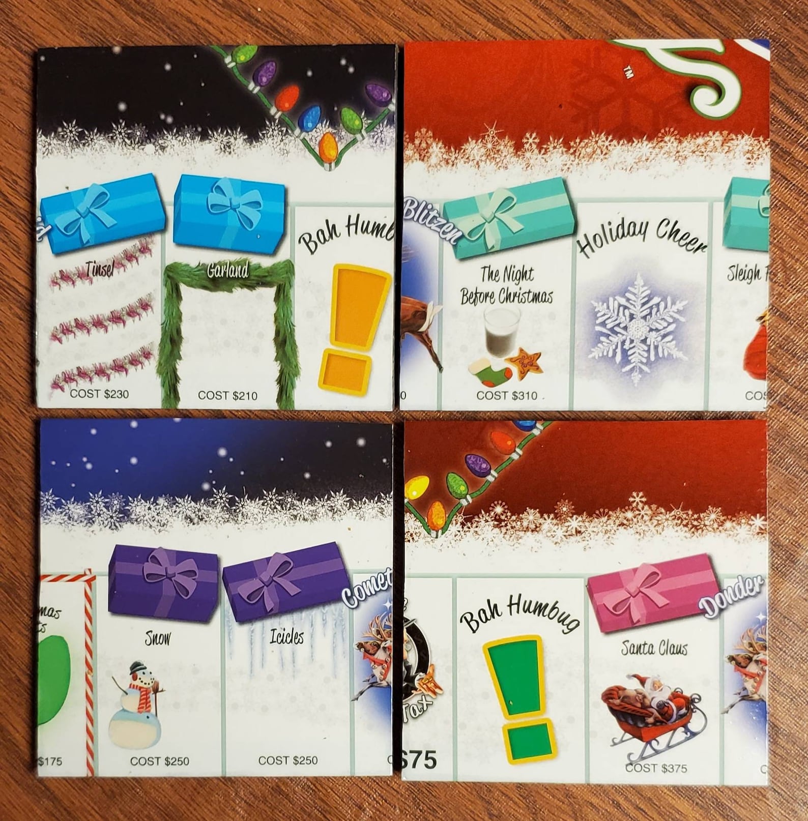 Christmas-opoly Upcycled Gameboard Coasters 12 Piece Set | Etsy