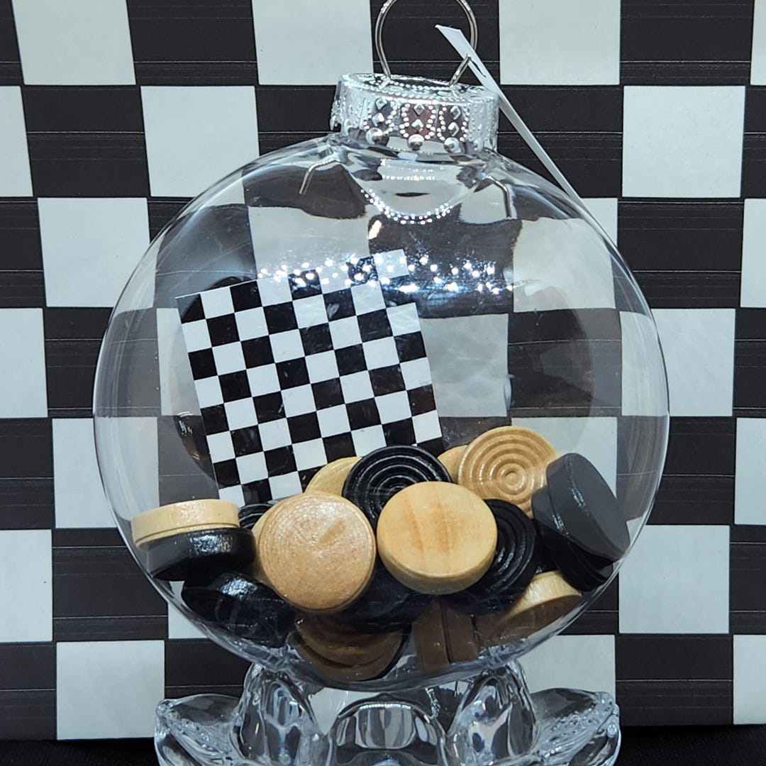 Upcycled Checkers Game Jumbo Shatterproof DISC Ornament - Etsy