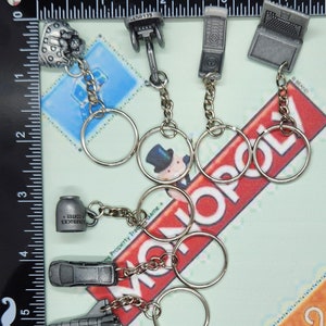 Upcycled Monopoly Here and Now Edition Metal Token Keychains Flat ...