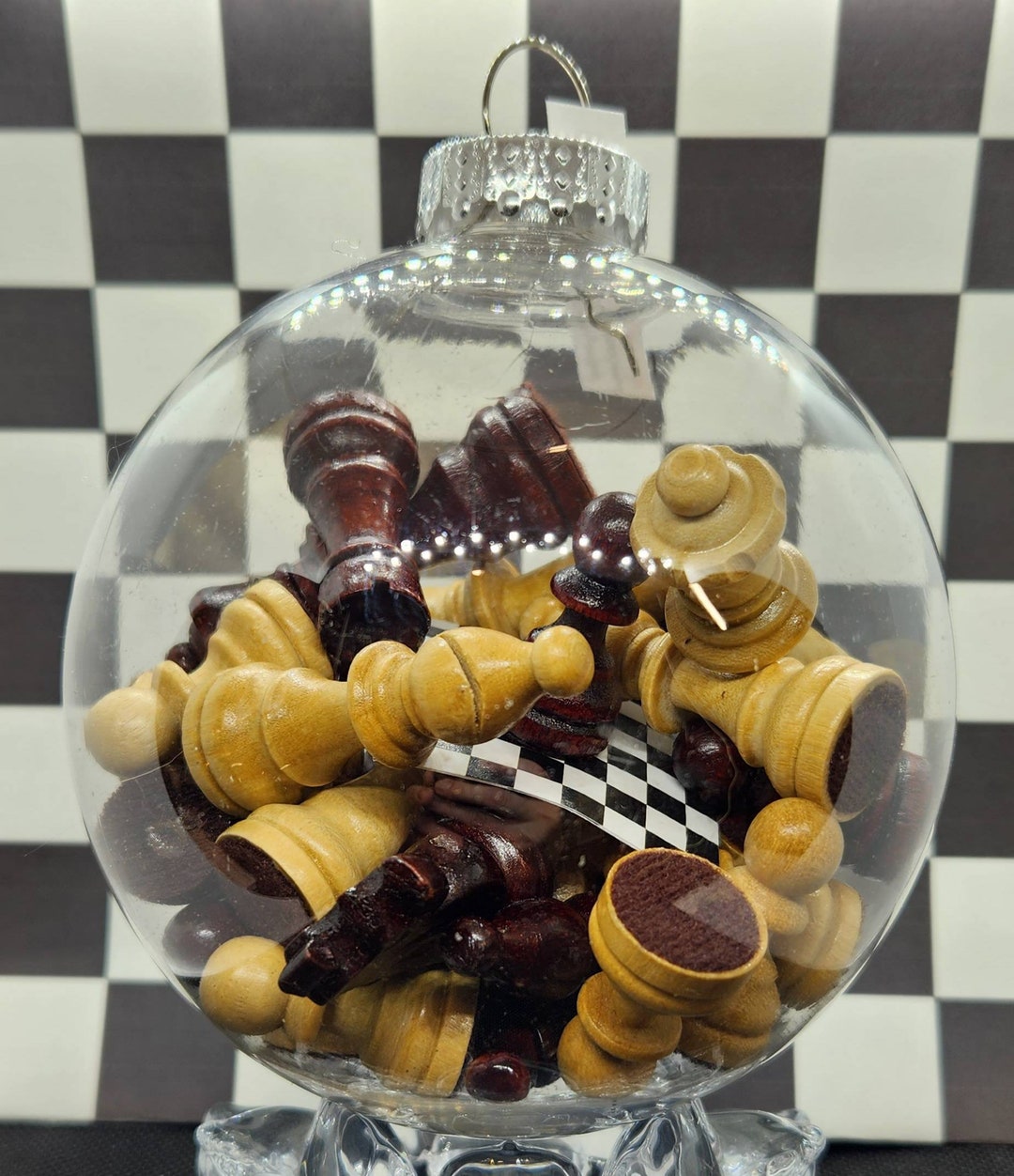 Upcycled Chess Game Jumbo Shatterproof Ball Ornament Chess Set - Etsy