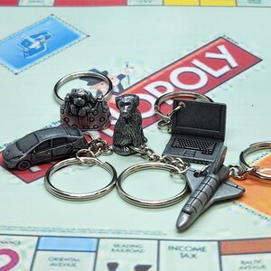 Upcycled Monopoly Here and Now Edition Metal Token Keychains Flat ...