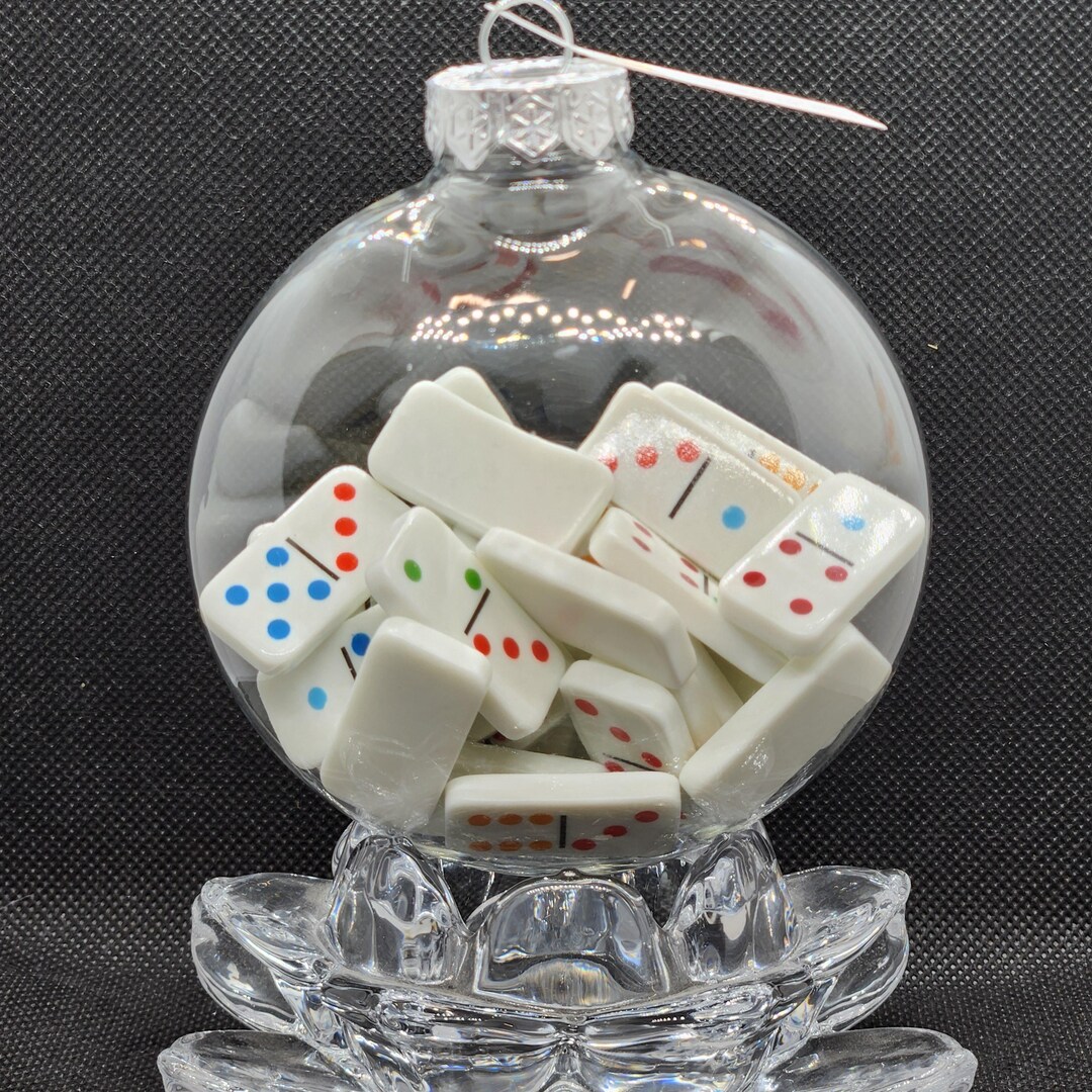 Travel Size Domino Set Upcycled 100mm Shatterproof Disc Ornament hook ...