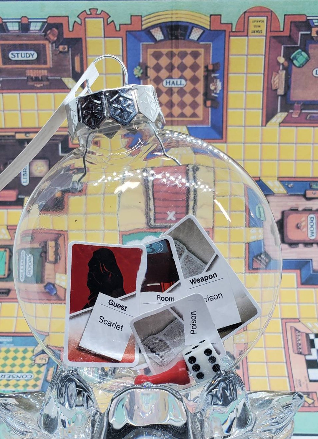 Clue Cluedo Upcycled Game Piece Ornament Travel Size 80mm Shatterproof ...