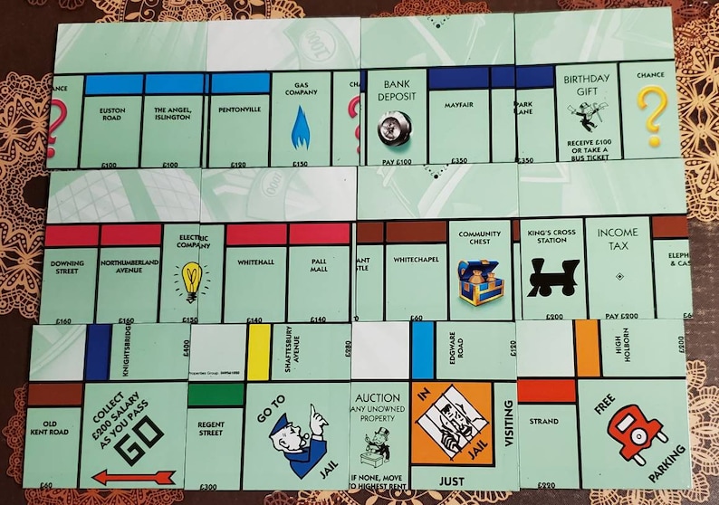 Upcycled Monopoly Mega Edition British Properties Coaster Set of 20 - Etsy