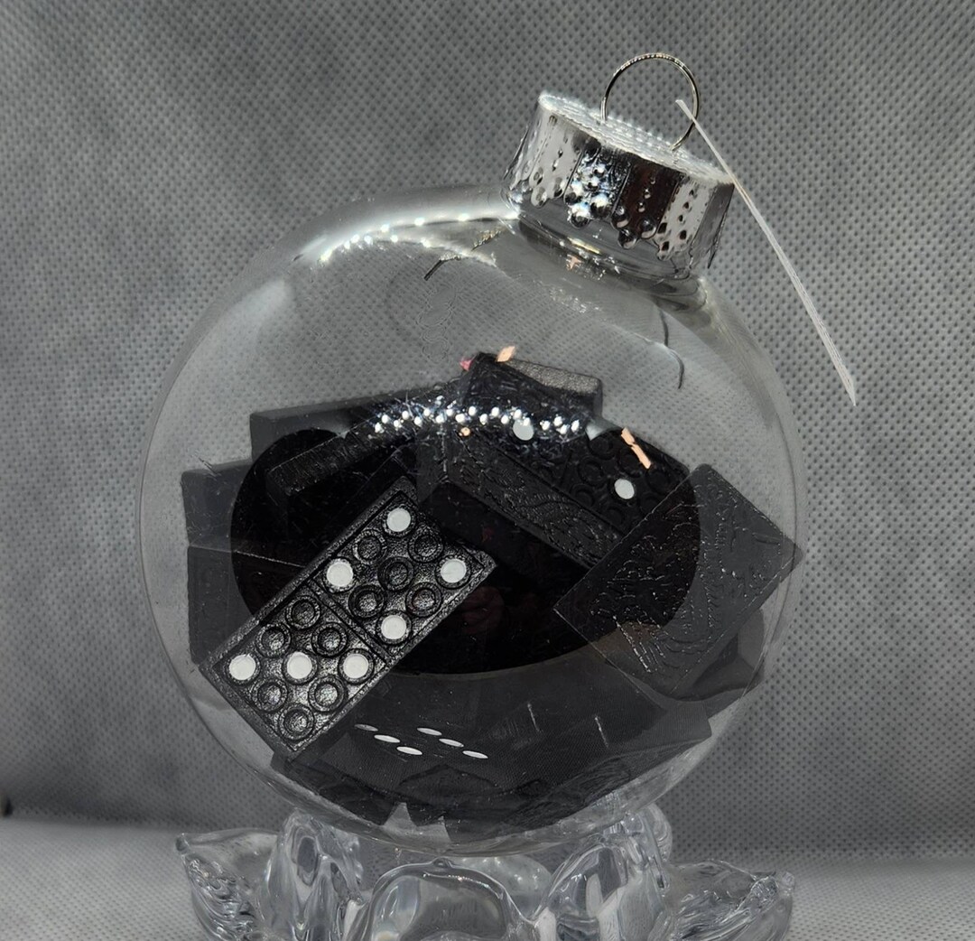 Black Wooden Domino Set Upcycled 100mm Shatterproof Ball Ornament (hook ...