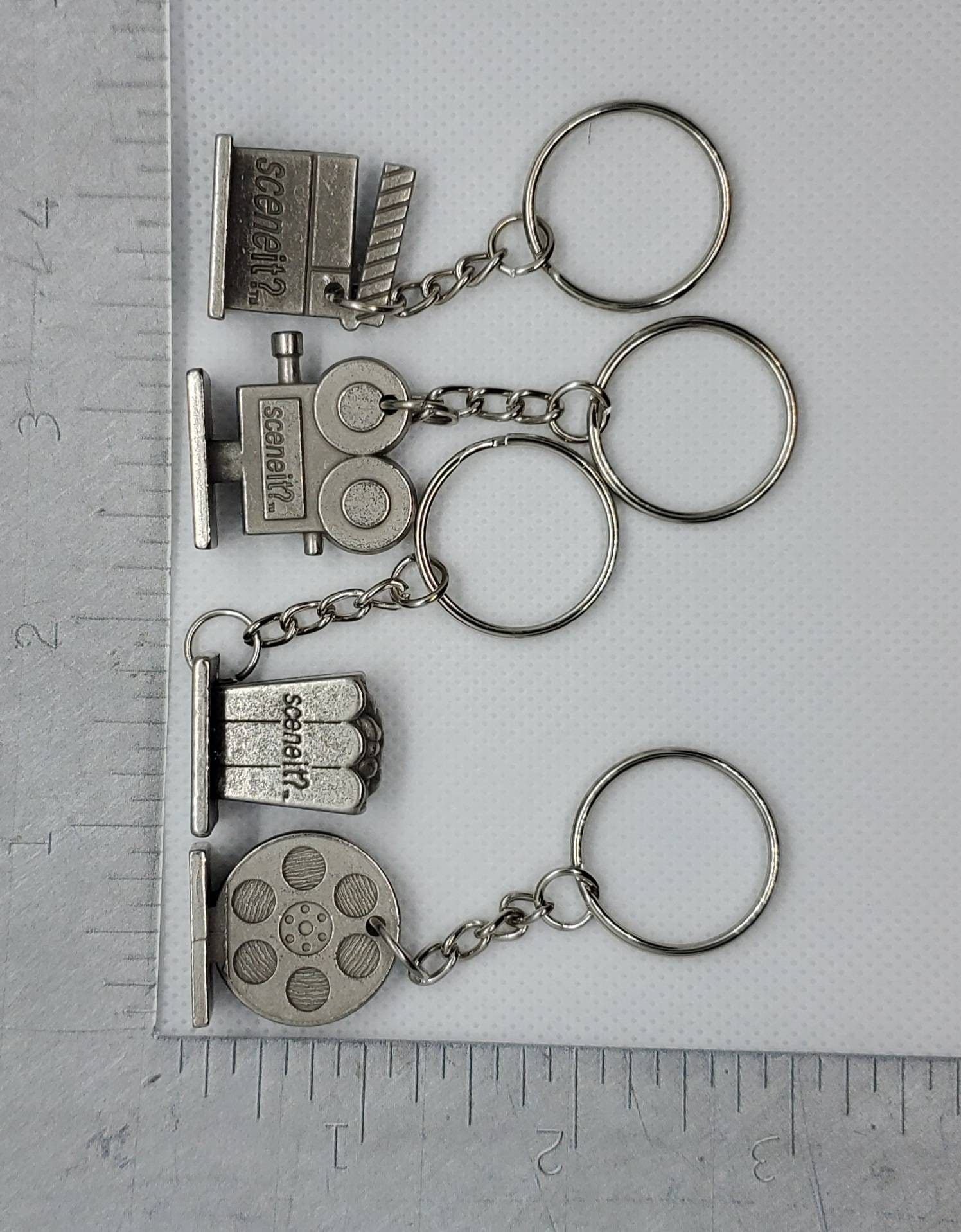 Upcycled Scene It Trivia Game Metal Token Keychains Movie Reel | Etsy