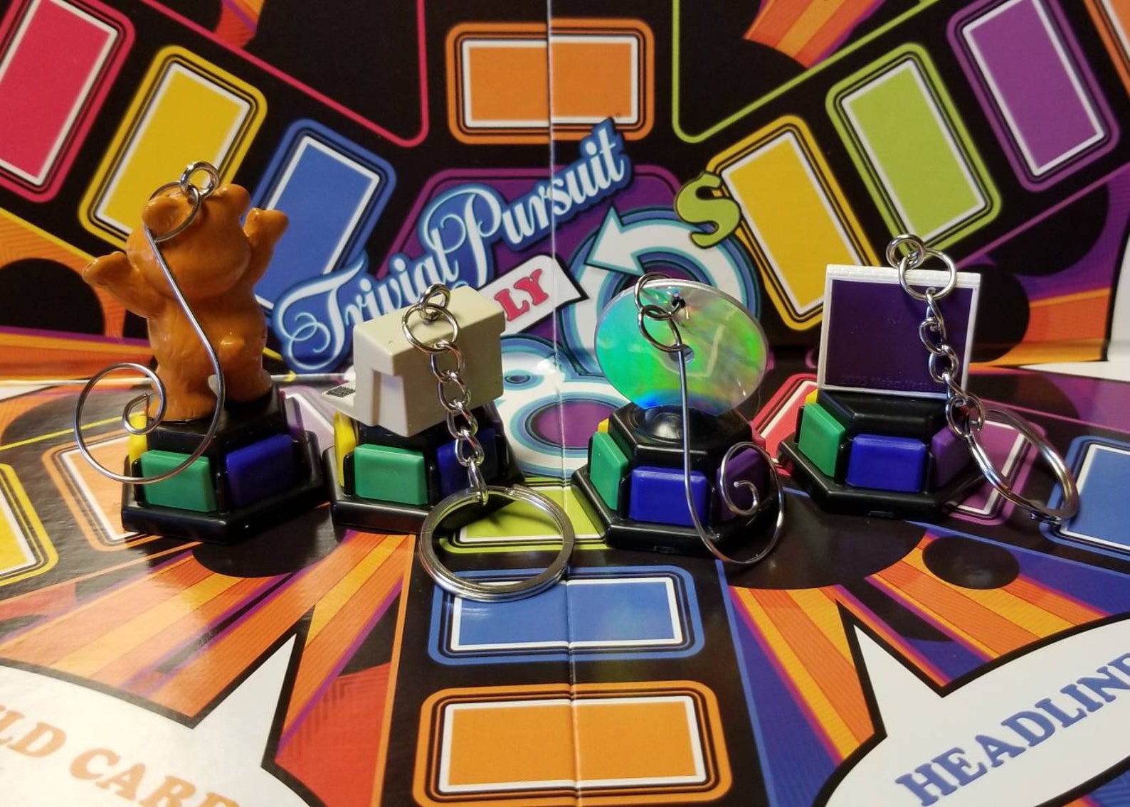 Trivial Pursuit 80s Edition Upcycled Token Keychains or | Etsy