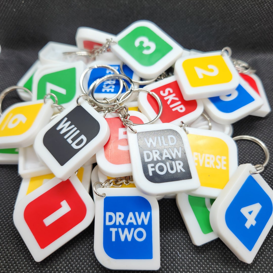 Upcycled UNO Plastic Tile Keychain - Etsy