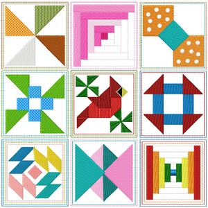 Mini Quilt Blocks V -- Machine Embroidery Design (set of 9) Exclusive ...