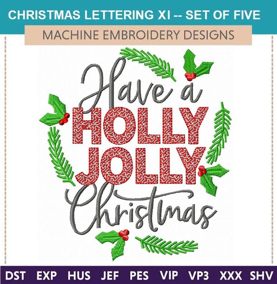 Christmas Machine Embroidery Designs: Holiday Lettering Set (5x7 & 6x10 ...