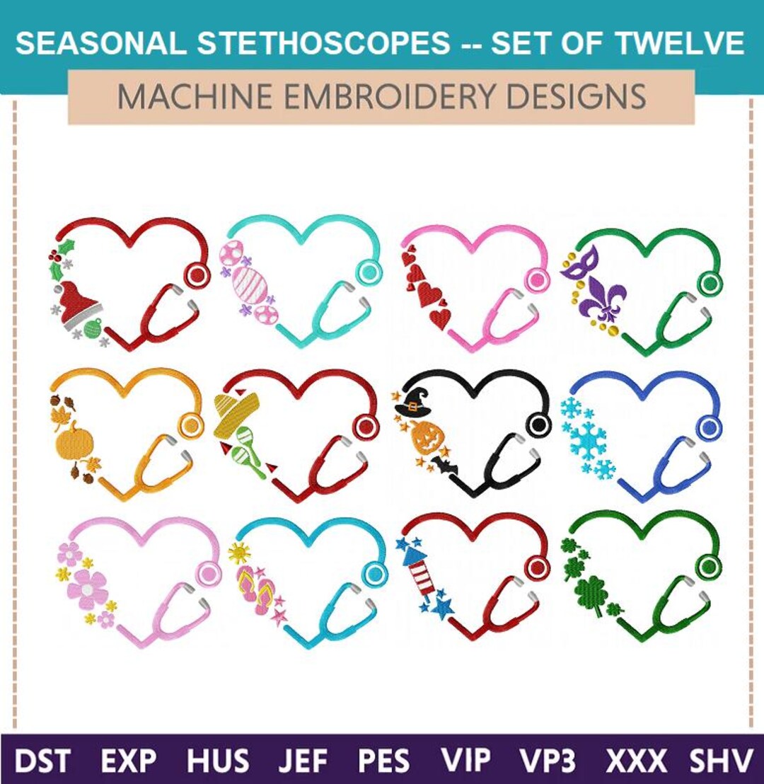 Seasonal Stethoscopes Machine Embroidery Designs (set of Twelve) - Etsy
