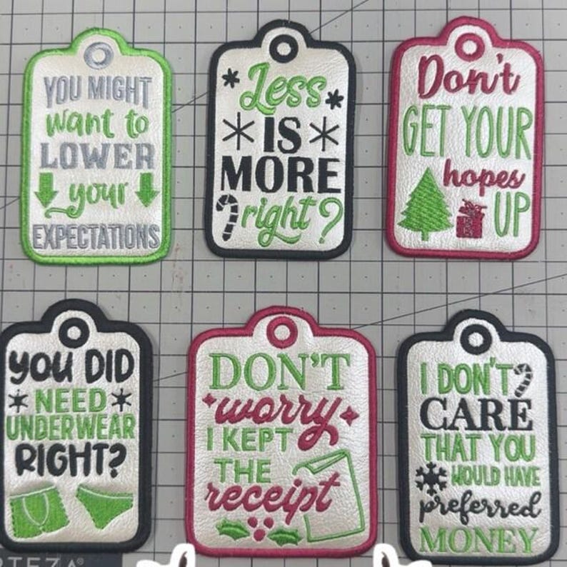 Funny Holiday Gift Tags II -- Machine Embroidery Designs (set of Six ...