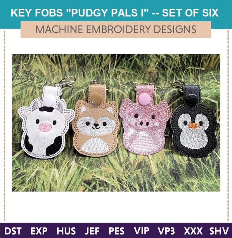 Pudgy Pals Animal Key Fobs Machine Embroidery Designs (set of Six) - Etsy