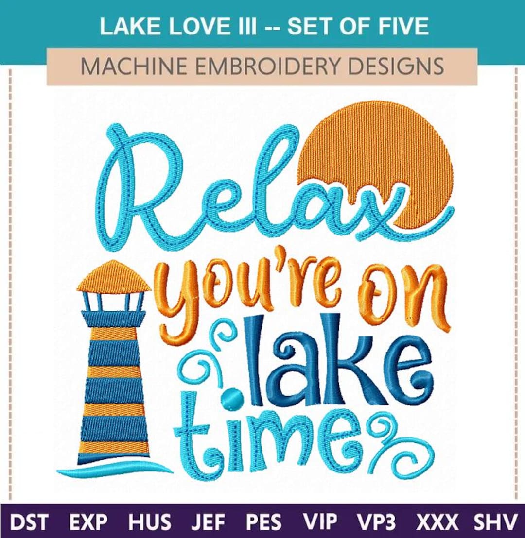 Lake Love III "machine Embroidery Designs" (set of Five) Exclusive ...