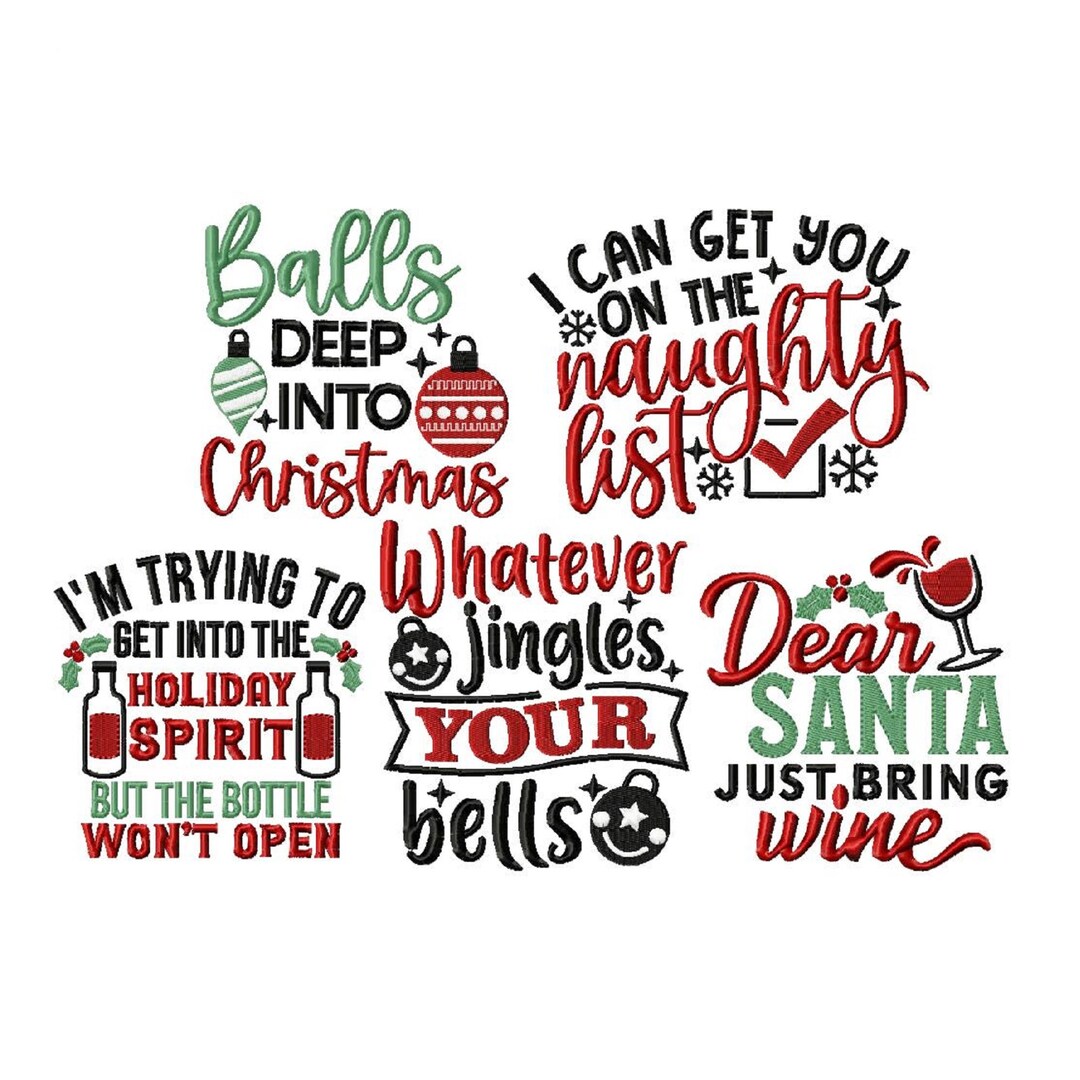 Sassy Christmas Lettering Viii Machine Embroidery Designs Full Set Of Five Designs Etsy