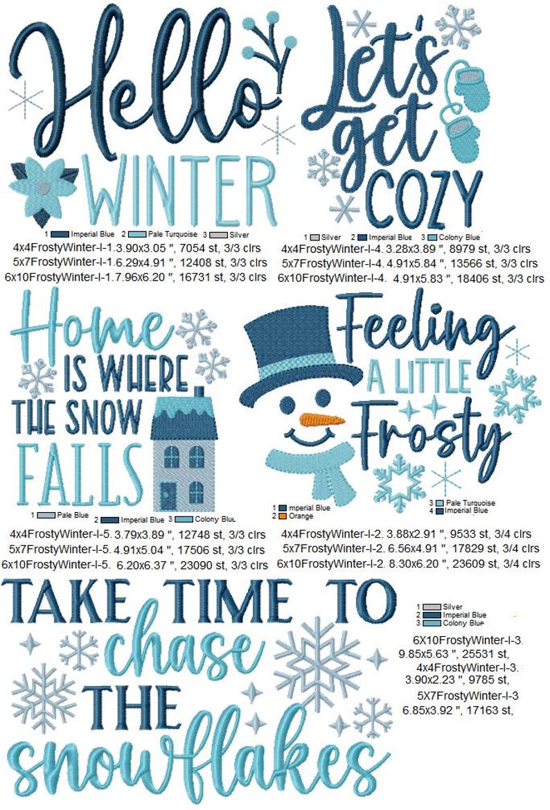 Frosty Winter I -- Machine Embroidery Designs (hoop: 4x4, 5x7, 6x10 ...