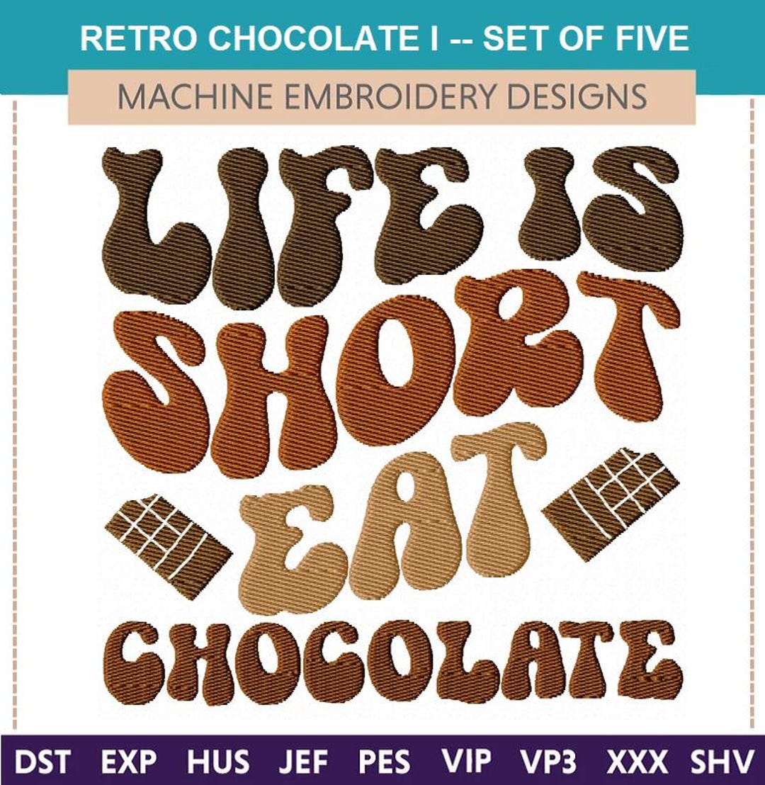 Retro Chocolate I -- Machine Embroidery Designs: Set of Five (4x4 & 5x7 ...