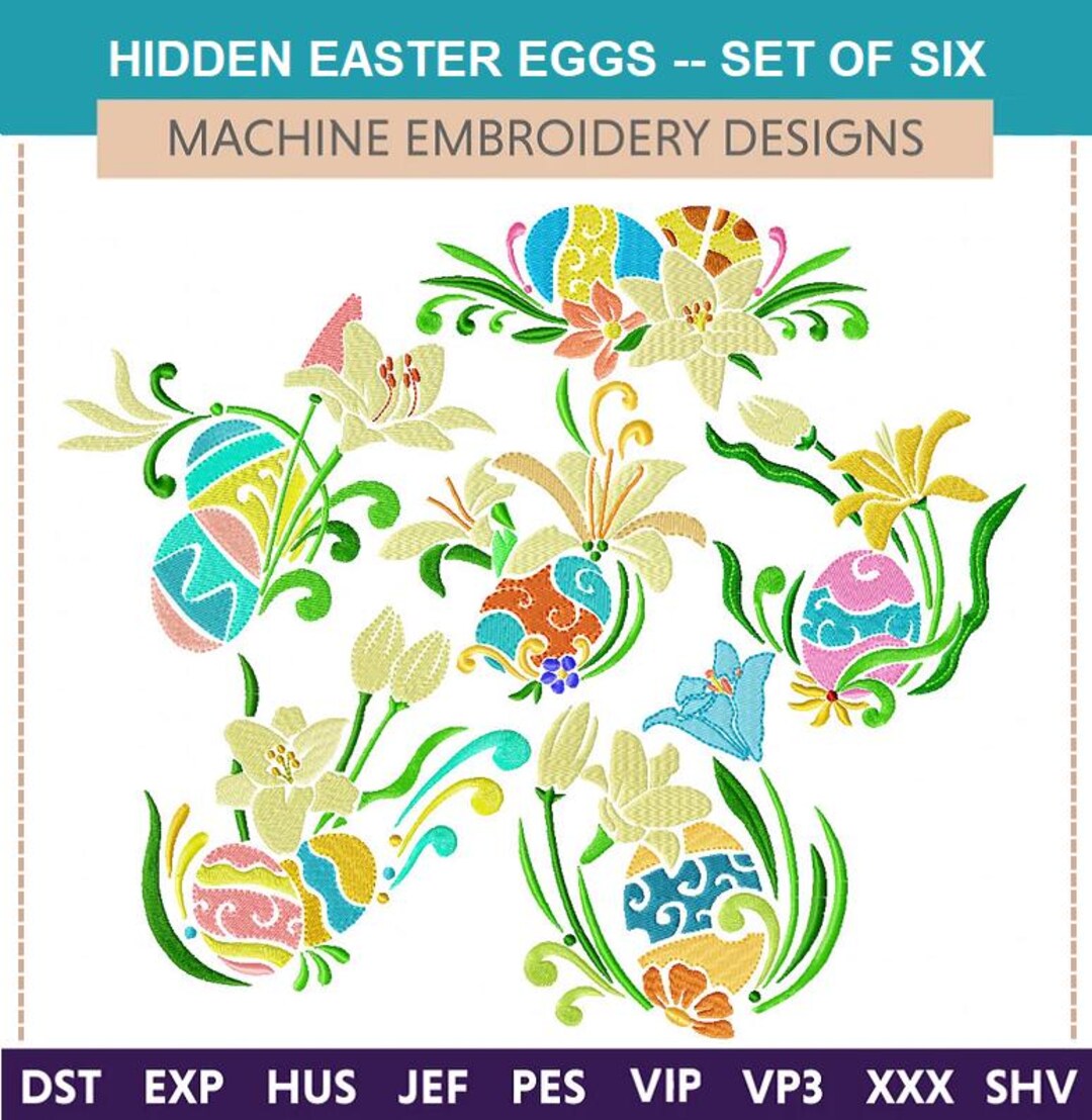 Hidden Eggs "machine Embroidery Designs" (set of Six) Easter, Bird ...
