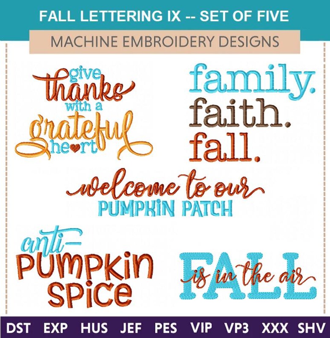 Autumn Words Machine Embroidery Designs – Fall Sayings Set (5x7 & 6x10 ...