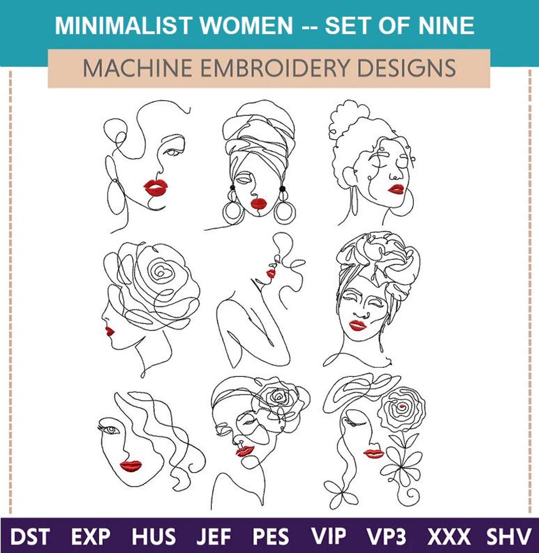 Minimalist Women I "machine Embroidery Designs" (set of Nine) Women ...