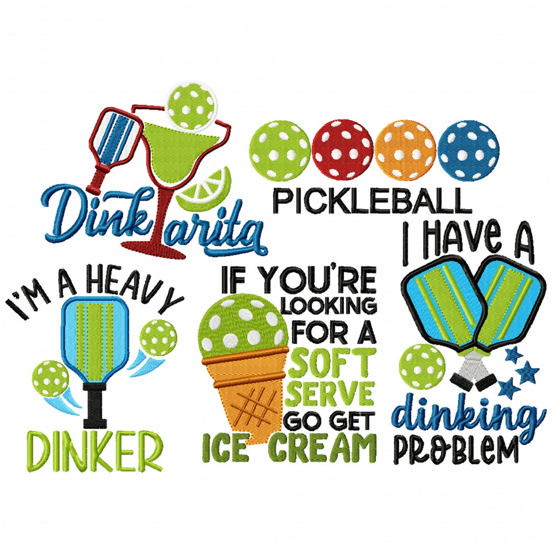 Pickleball I machine Embroidery Designs full Set of Five Designs - Etsy