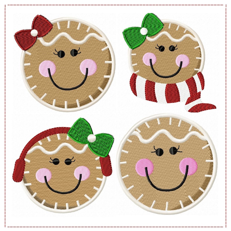 Gingerbread Faces "machine Embroidery Designs" (set of Eight) Santa ...