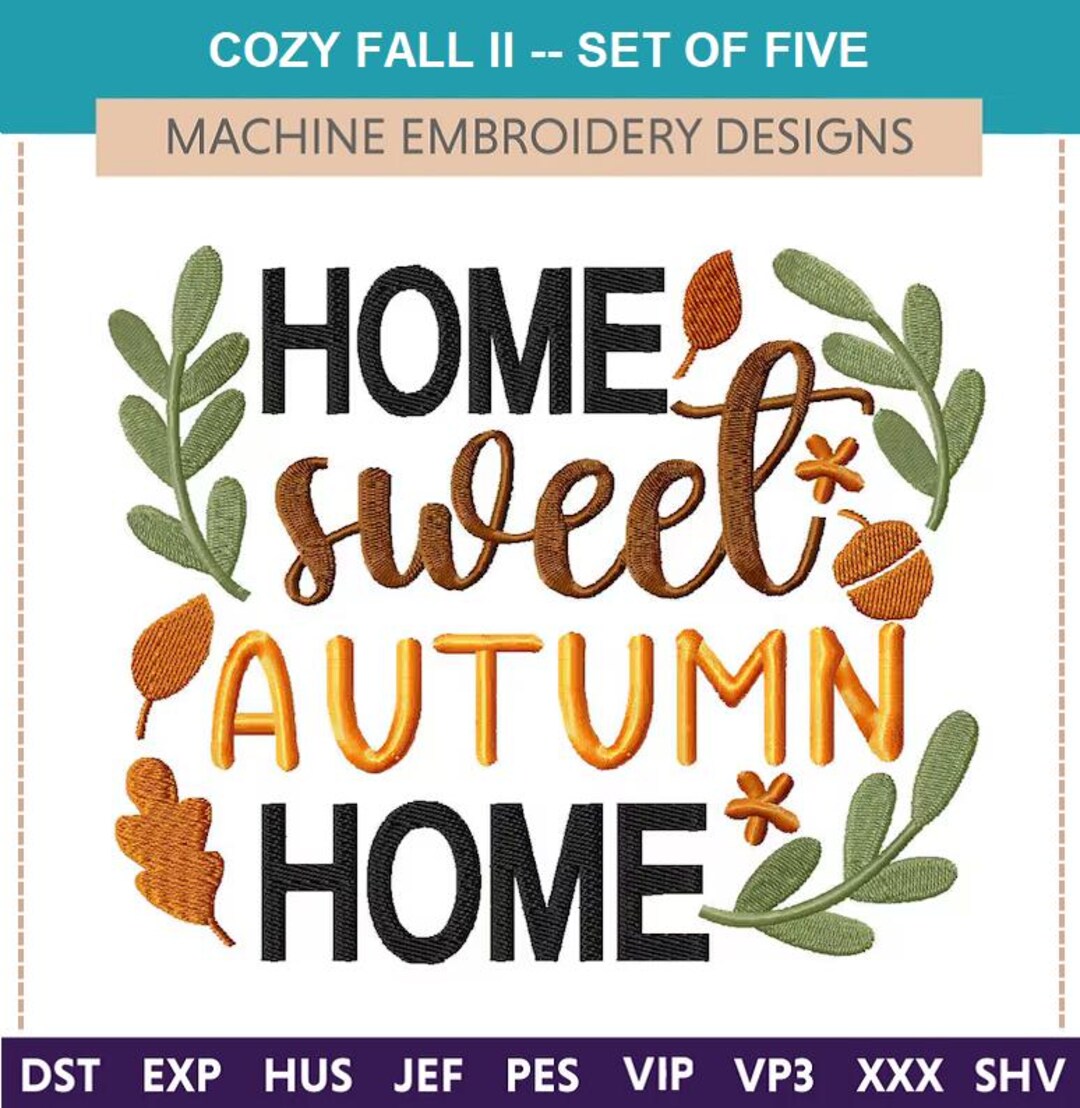 Cozy Fall II "machine Embroidery Design" (set of Five Designs) Autumn ...