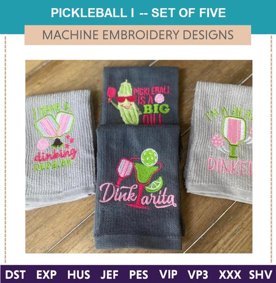 Pickleball I -- Machine Embroidery Designs (set of Five) Hoop: 4x4 ...